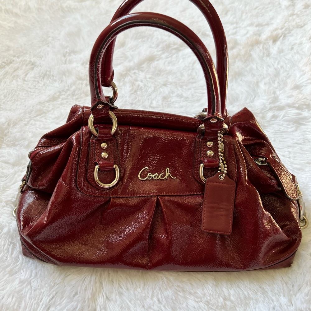Coach Ashley Red Patent Leather Satchel - Gem